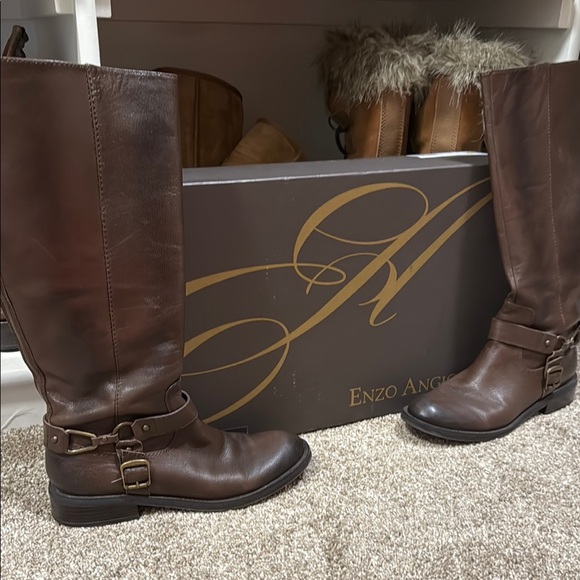 Enzo Angiolini | Shoes | Enzo Angiolini Brown Leather Riding Boots ...